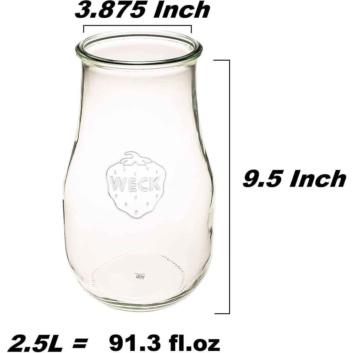 Weck Jars Tulip 2.5 Liter - Sour Dough Starter Jars - Large Glass Jars for Sourdough - Starter Jar with Glass Lid - Suitable for Canning & Storage