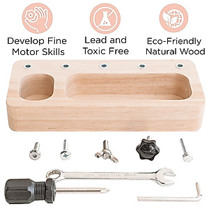 Montessori Screwdriver Board Set - Wooden Toy Screws - Nuts with Kid Screwdriver Set - Little Hands Busy Box - Montessori Screwdriver Board - Nuts and Bolts Preschool Materials