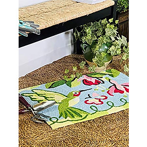 Jellybean Modern Indoor / Outdoor Mat Home Comfort Rugs 20" X 30" Rectangle Fuschia & Hummingbird