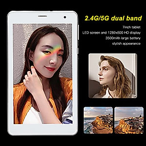 7inch Tablet, HD IPS Screen 2G ROM 32G RAM Tablet 2.4G 5G Dual Band WiFi Tablet PC, Support 128GB TF Card, Bluetooth, Dual Camera, Octa Core Processor, for Android 9.0(Orange)
