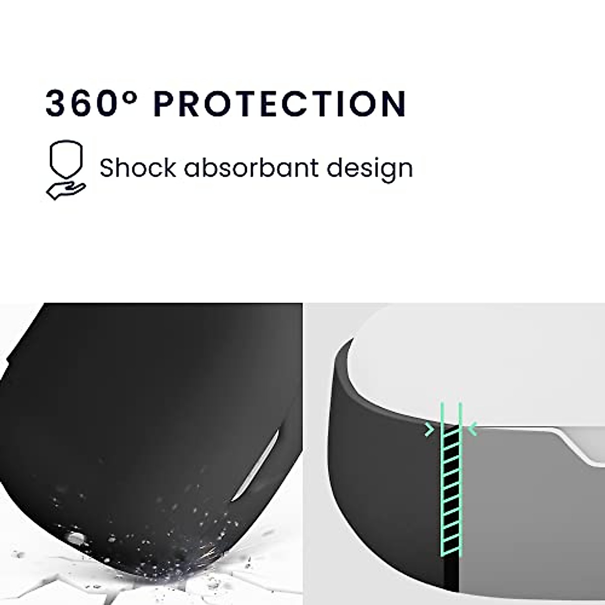 kwmobile Silicone Cover Compatible with JBL Wave 300 TWS - Case Cover Stick-On Skin with Clip - Black