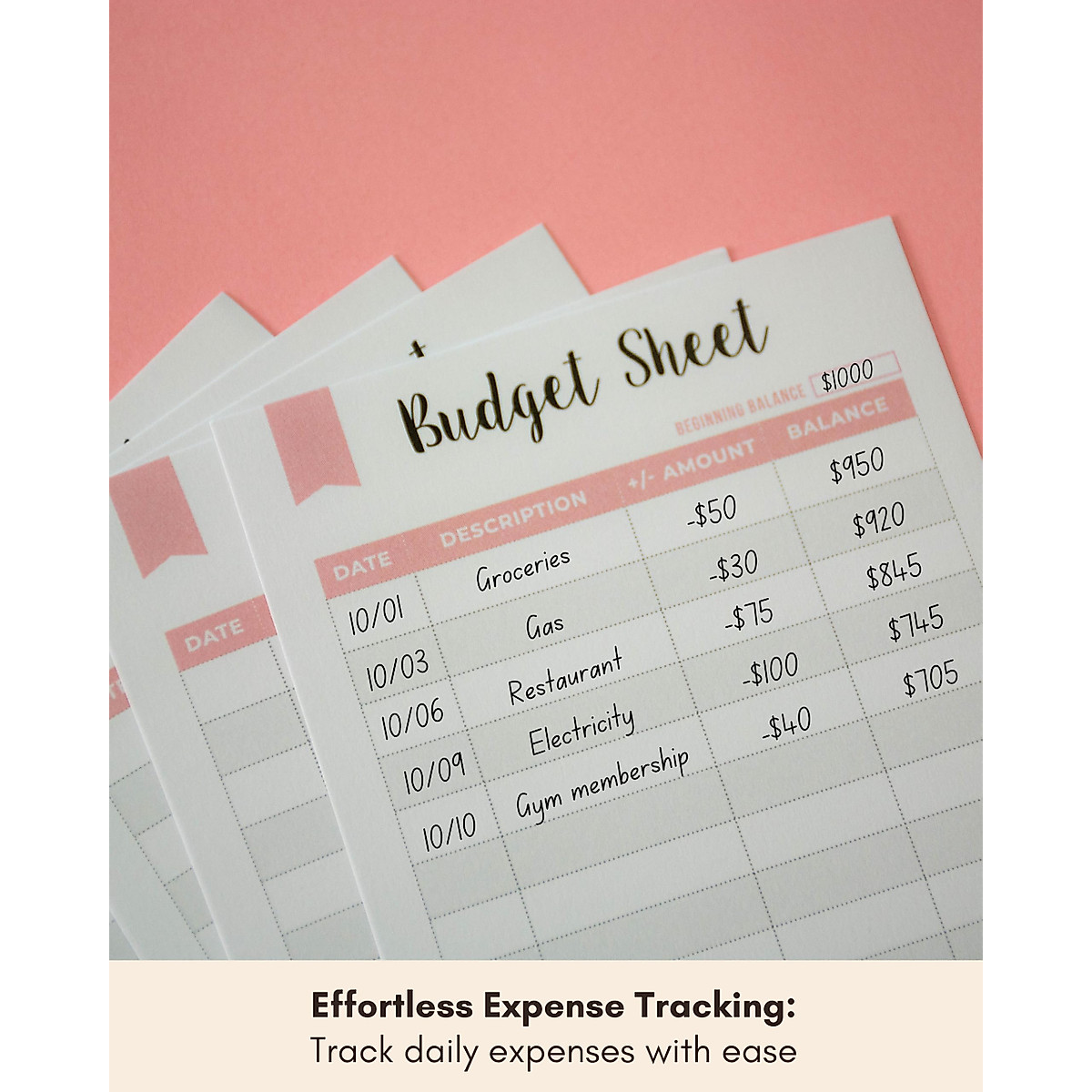 Set of 60 Spending Tracker A6 Budget Sheets I Money Tracker for Budget Planner Binder - Use with Budget Tracker, Budget Folder, Budget Envelopes - Size 3.2 x 6.6 Inches - A6 Budget Binder Inserts