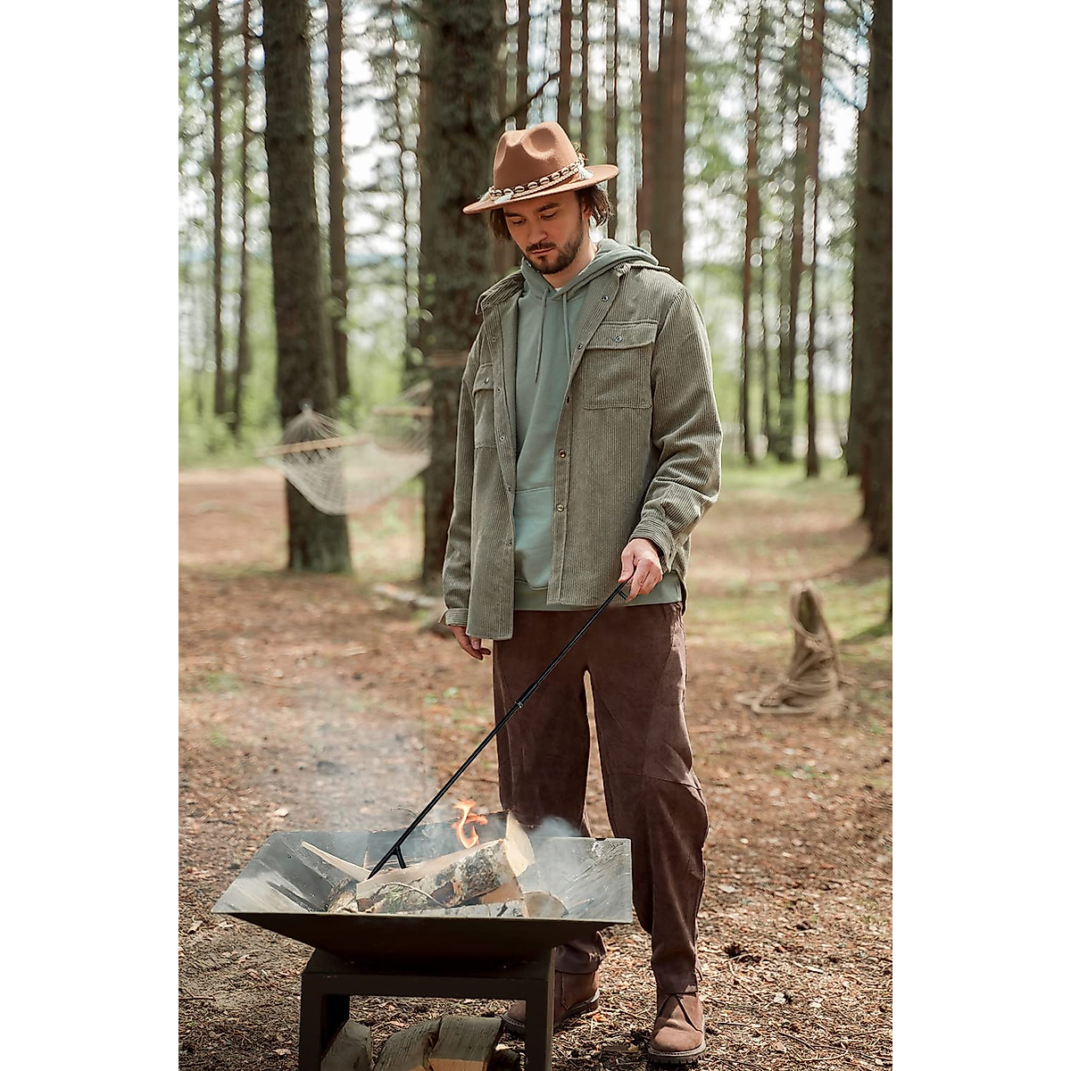 Fire Poker for Fire Pit. Fireplace Poker with Upgrade Removable Design. Premium Solid Steel Fire Pit Poker is The Best Fire Pit Accessories for Fireplace Camping Wood Stove Indoor and Outdoor Black