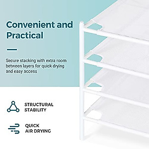 STORAGE MANIAC Sweater Drying Rack, Mesh Clothes Drying Rack, Stackable Laundry Drying Rack, Lay Flat Dryer for Delicates, Portable Dry Rack for Indoor or Outdoor, White, 4-Pack
