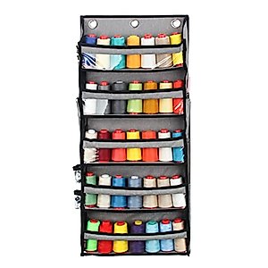 Hanging Sewing & Embroidery Thread Rack Storage, Wall-Mounted Sewing Thread Organizer with 5 Compartments, Over The Door Sewing Organizer Storage for Embroidery Quilting and Sewing Threads (Grey)
