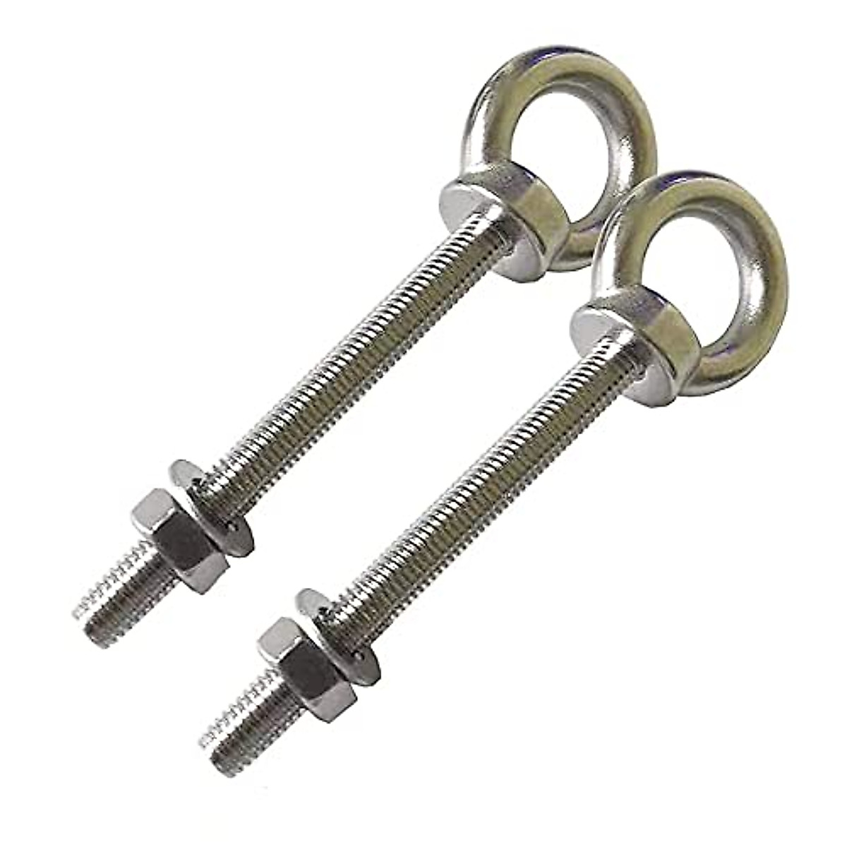 AIVOOF Stainless Steel Eye Bolts, 2 Pack M8 Shoulder Eye Bolt 3.15" Heavy Duty EyeBolts Screws in Eye Hooks with Washer and Nuts for Lifting Ring Eyebolt Thread Length 80mm