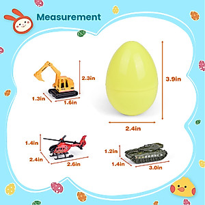 FUN LITTLE TOYS 18Packs Easter Eggs Prefilled with Die-cast Cars Toy Vehicles for Toddlers, Easter Party Favors / Basket Stuffers, Goodie Bags Fillers, Classroom Prizes