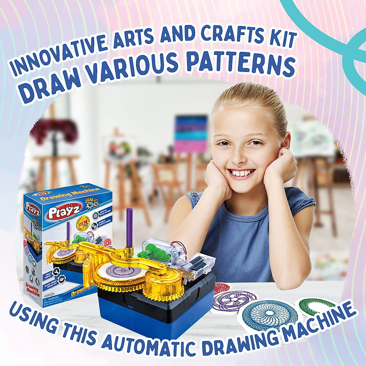 Playz Electric Drawing Kit for Kids - Motorized DIY Doodle Board - Build Your Own Electronic Circuit Board Doodler Using a Science Kit for Kids Age 8-12 - Perfect Arts & Crafts Toy for Boys, & Girls