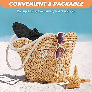 Beach Hats for Women, Straw Sun Hat with Wide Brim, Summer Floppy Beach Hats for Women, Packable Floppy Straw Garden Hat Black