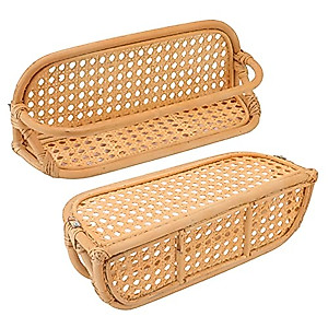 Mumusuki Floating Shelf, Wall Mounted Shelf Storage Organizer Rattan Decorative Shelves Hanging Basket for Shower Kitchen Bathroom Pantry Entryway Storage