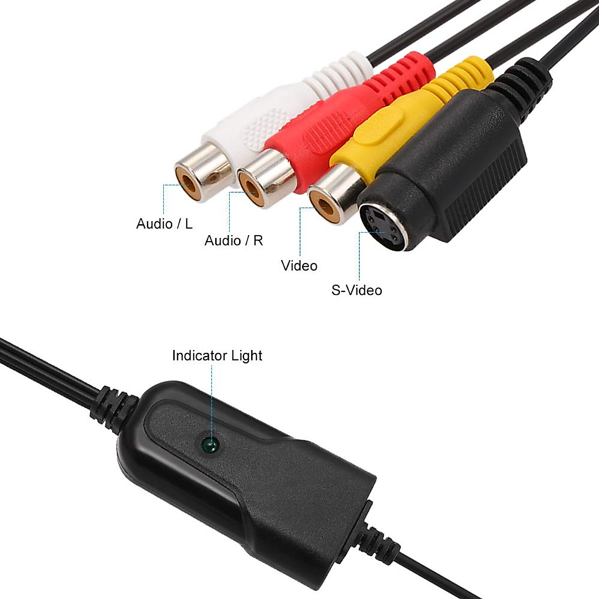 USB 2.0 Audio/Video Converter Capture Video Converter Recorder Analog Video Audio to Digital Format for PC Compatible with Windows 2000/10/8/7/XP/Vista/Mac OS 10.3 and Above