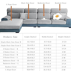 KEUNGSHEK Velvet Sofa Slipcover,Suitable for Multi-Seater Sofas,Sofa Backrest Cover,Sofa Seat Cushion Cover,L-Shaped Sofa Cover,Anti-Slip High Elasticity,L Shape Seat Cover,Stone Blue