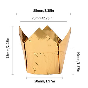 Party Hippo Gold Tulip Cupcake Liners Baking Paper Cups Holders Greaseproof Muffin Cases Wrappers for Wedding Birthday Party Baby Shower (Gold)