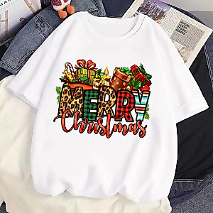 2 Sheets Christmas Iron On Transfers Christmas Iron on Decals Patches for Clothing Funny Design Season Heat Transfer Stickers for T-Shirts New Year Holiday Clothes DIY Applique Decor