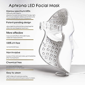 Aphrona FDA cleared LED Facial Skin Care Mask MOONLIGHT PRO 7 Color Treatment Photon Mask (White)