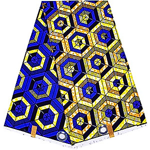 Alina Belle African Wax Print Fabric Ankara Fabric Dutch Kente 1 Yards Fabric (1 Yards, A21)