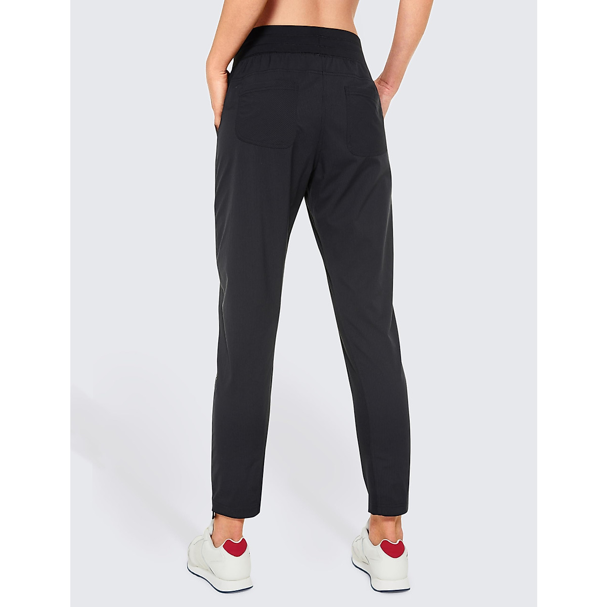 CRZ YOGA Womens Casual 7/8 Pants 27" - Lightweight Workout Outdoor Athletic Track Travel Lounge Joggers Pockets Black Medium