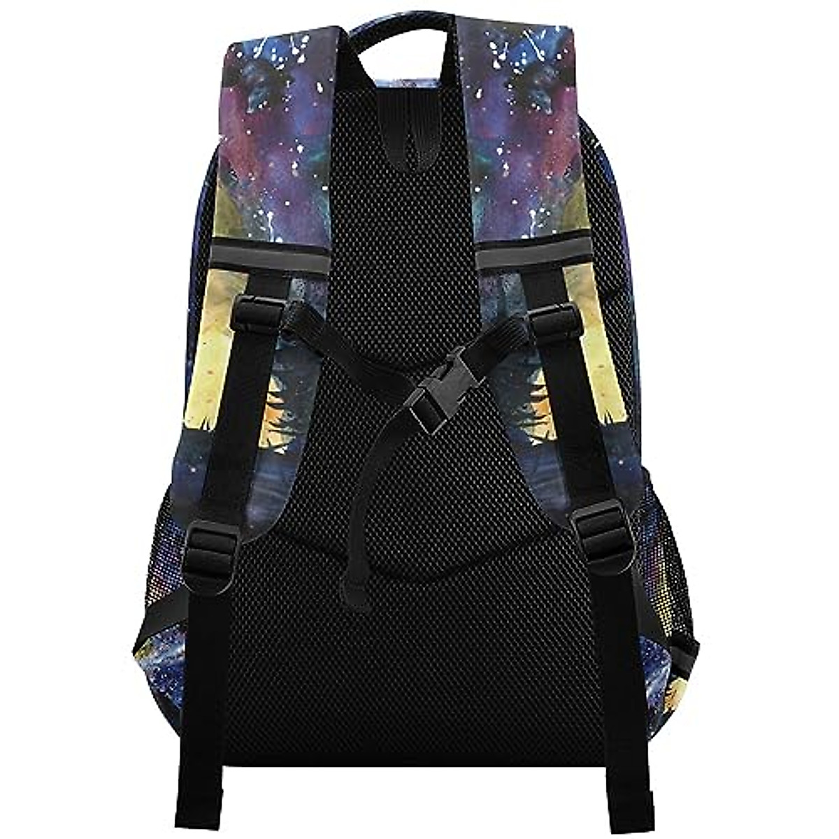 Sletend Teenage Girl’s Boy’s Backpack Middle School Student Bookbag Starry Sky Wolf Outdoor Daypack with Reflective Stripes, Large Capacity Printed Children's Backpack Student School Bag