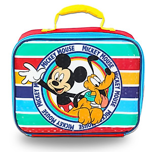 Mickey Mouse Mini Backpack with Lunch Box Set - 4 Pc Bundle with 11" Mickey Backpack, Mickey Mouse Lunch Bag, Temporary Tattoos, More | Mickey Mouse Backpack for Toddler