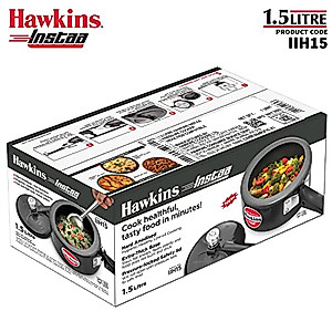 HAWKINS 1.5 Litre Instaa Pressure Cooker, Induction Inner Lid Cooker, Tall Body Hard Anodised Cooker, Best Black Cooker, Black (IIH15)
