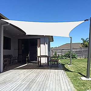 SUNNY GUARD Sun Shade Sail 13' x 19.5' Rectangle Cream UV Block Sunshade for Backyard Yard Deck Patio Garden Outdoor Activities and Facility