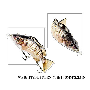 Robotic Swimming Lure,ODS Electric Fishing Lure 4 Segment Jointed Swimbait USB Rechargeable Robotic Lure for Bass Trout Pike