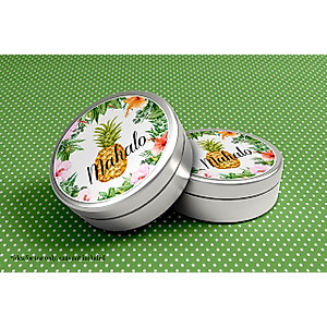 Watercolor Pineapple Mahalo Thank You Sticker Labels, 40 2" Party Circle Stickers by AmandaCreation, Great for Party Favors, Envelope Seals & Goodie Bags