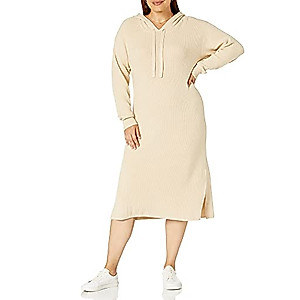 The Drop Women's Claudia Cuddle Hoodie Midi Dress, Crème Brulee, XL