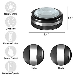 Starxing Puck Lights with Remote Control, Under Cabinet Lighting Dimmable Timer, Led Lights Battery Operated Powered for Kitchen Closet Bedroom(Black)