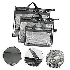 Cabilock 3pcs Bag Hanging Bag Zip Tote Bag Handbag Storage Bag Hanging Closet Bag Protector Clear Hangers Hanging Storage Pockets Purse Storage Organizer Zipper Storage Bags Purse