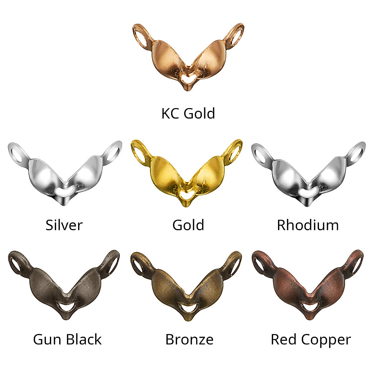 Syhood 1400 Pieces Bead Tips Knot Covers Clamshell Bead Tips for Jewelry Making Open Bead Tips Endcaps Fold-Over Bead Covers for DIY Bracelet Necklaces Earrings Keychains