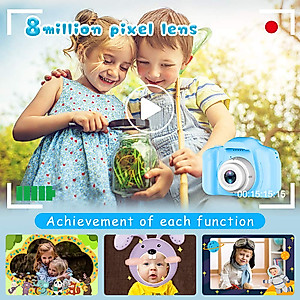 Seckton Upgrade Kids Selfie Camera, Christmas Birthday Gifts for Boys Age 3-9, HD Digital Video Cameras for Toddler, Portable Toy for 3 4 5 6 7 8 Year Old Boy with 32GB SD Card-Blue