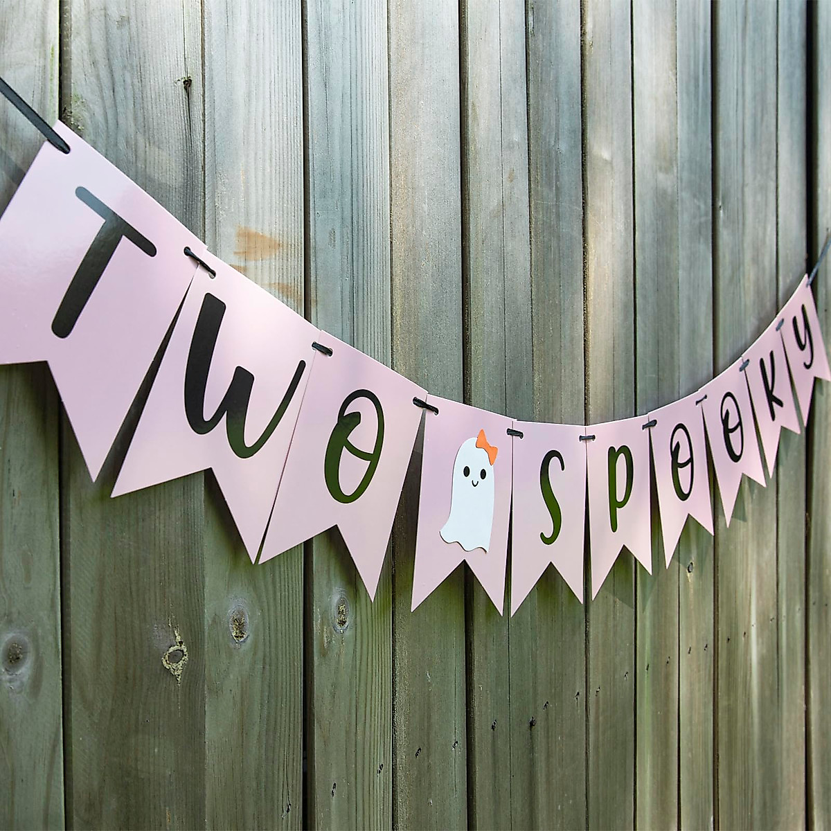 Two Spooky Birthday Garland - Halloween 2nd Birthday Banner, Pink Ghost Decor, Halloween Girl Birthday Banner, Two Spooky Party Supplies, Halloween Party Decorations