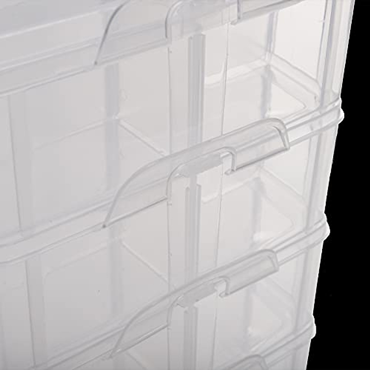 ZEAYEA 6 Layer Stackable Storage Container with 60 Adjustable Compartments, Plastic Beads Organizer Box, Arts Crafts Storage Organizer for Beauty Supplies, Nail Polish, Jewelry, Sewing Accessories