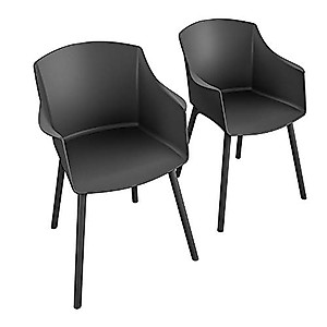 CosmoLiving by Cosmopolitan , Camelo Collection, Indoor/Outdoor Resin, 2-Pack, Black Dining Chairs, Contoured Back