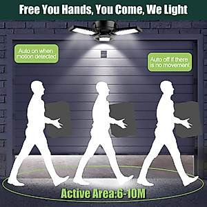 Pinegreen Lighting 3-Panel Garage Light, 65W LED Shop Light with Remote Control, 8000LM 5000K Daylight LED Garage Ceiling Lights Deformable Garage Lighting for Workshop Basement Attic E26 Base