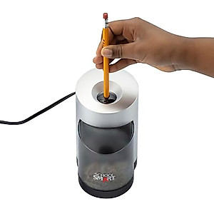 School Smart Vertical Electric Pencil Sharpener, For Classroom, Home, and Office Use, Black and Grey