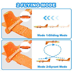 Fuwidvia 3 Pack Airplane Launcher Toys, 13.2'' LED Foam Glider Catapult Plane Toy for Boys, 2 Flight Modes Outdoor Flying Toys Birthday Gifts for Boys Girls 4 5 6 7 8 9 10 11 12 Year Old