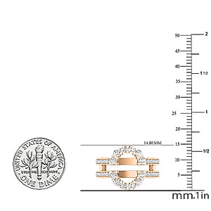 Dazzlingrock Collection 0.85 Carat (ctw) Round White Diamond Women Enhancer Guard Double Wedding Ring, 18K Rose Gold, Size 5.5