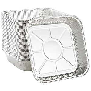 Stockroom Plus 50 Pack 8x8 Disposable Aluminum Foil Pans for Baking, Square Trays for Meal Prep
