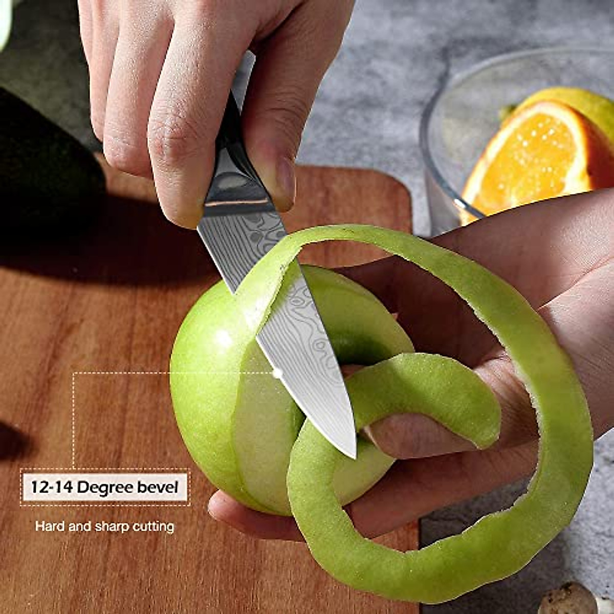 BESTERiSA Paring Knife -4 Inch Fruit Knife with Cover-High Carbon German Stainless Steel EN1.4116 Ultra Sharp Vegetable and Peeling Knif with Gift Box for Home Kitchen and Restaurant.