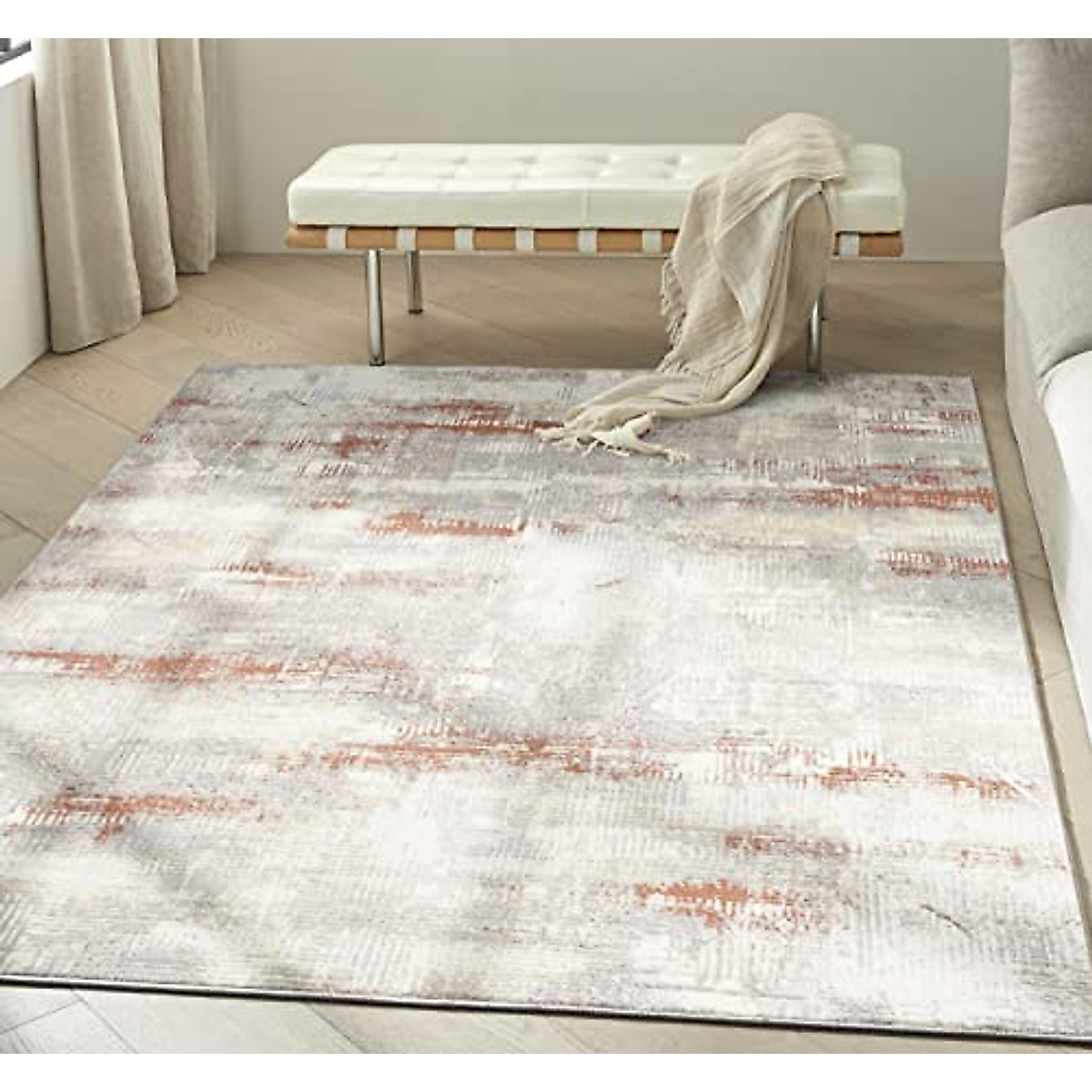 Calvin Klein Rush Ivory/Muti 8' x 10' Area-Rug, Modern, Abstract, Easy-Cleaning, Non Shedding, Bed Room, Living Room, Dining Room, Kitchen (8' x 10')