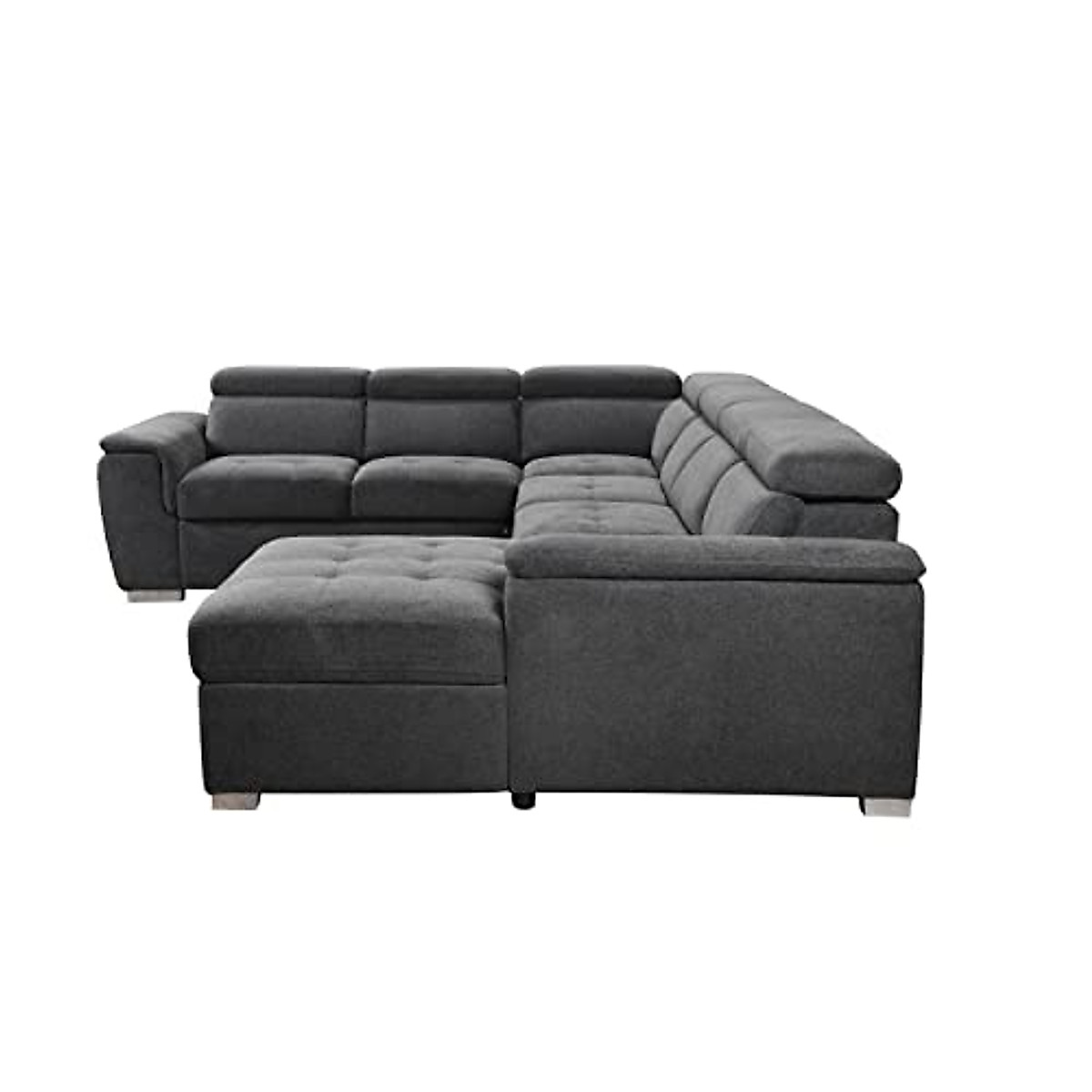 FANYE Oversized U-Shaped Sleeper Sectional Sofabed Sofa W/Pull Out Couch Bed & Wide Storage Chaise,7 Seaters Convertible Sofa&Couch with Adjustable Headrests for Home Apartment Living Room