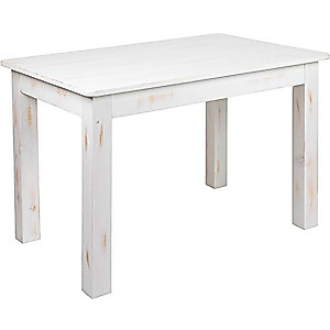 Flash Furniture HERCULES Series 46" x 30" Rectangular Antique Rustic White Solid Pine Farm Dining Table