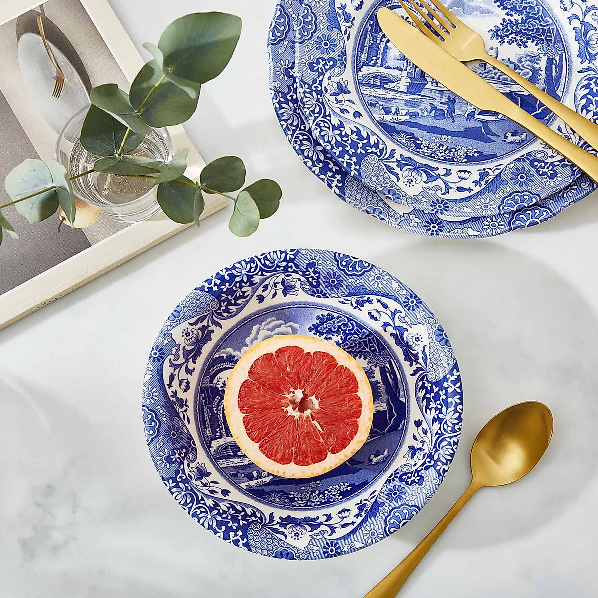 Spode Blue Italian Cereal Bowl | Set of 4 | Oatmeal, Cereal, and Rice Bowl | Made of Earthenware | 6.5-Inches | Dishwasher and Microwave Safe | Made in England