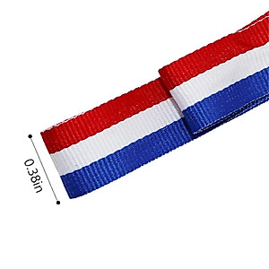 50 Yard Red White Blue Striped Ribbon Fabric Grosgrain Ribbon Canvas 3/8 Inch Cotton Ribbon for Christmas Tree Wrapping, Independence Day Decoration, Home Decor, Gift Wrapping