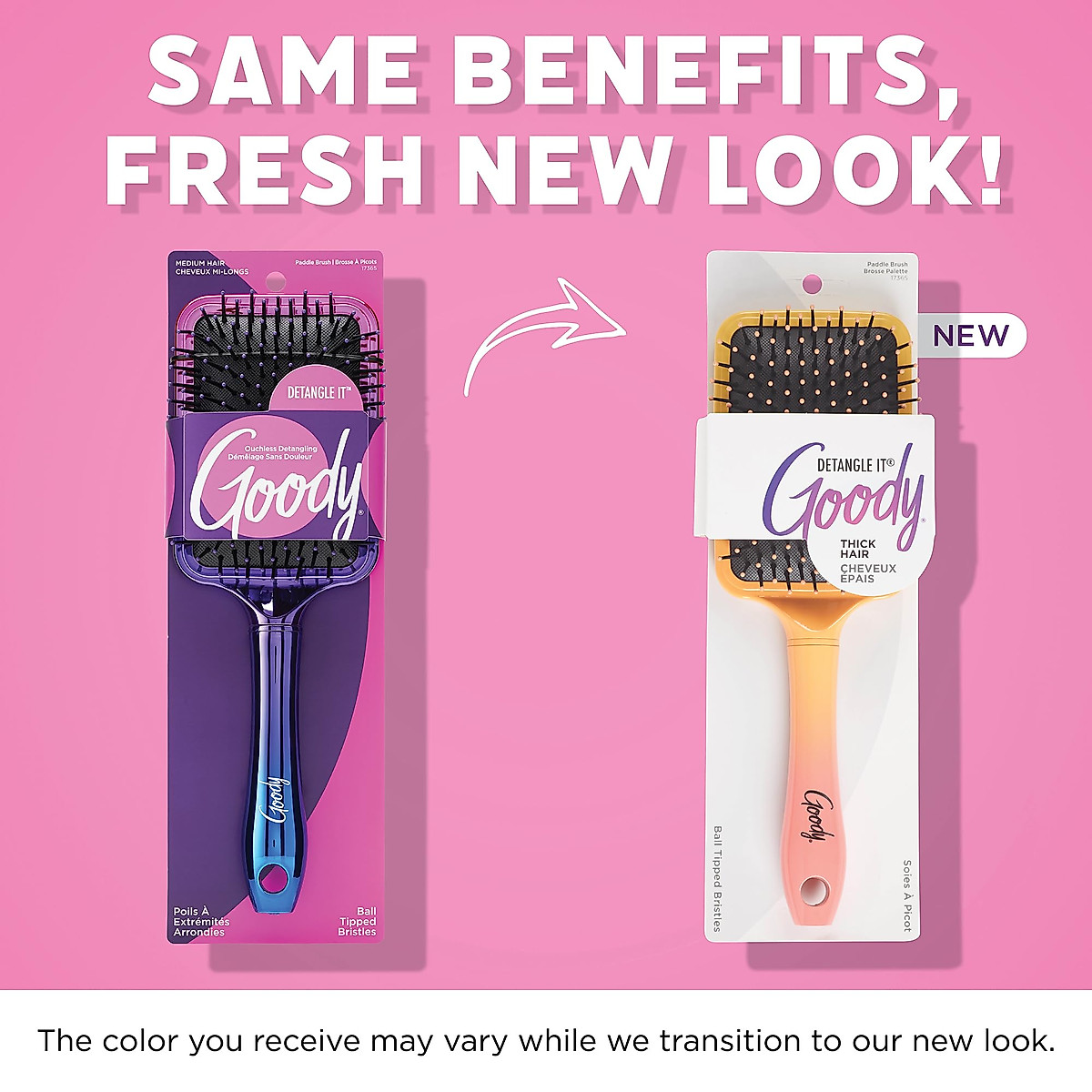 Goody Dream Detangle It Paddle Brush, Detangler Brush with Flexible Bristles, Use as a Detangling Brush or Styling Brush to Tackle Tangles, Knots & Reduce Frizz, Brush for Thick Hair, Ombre
