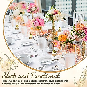 Uiifan 12 Pcs 0.5 oz Cube Shape Small Salt and Pepper Shakers with Gold Tone Tops Clear Mini Glass Seasoning Jars Spice Salt Shakers with Funnel for Gold Wedding Party Home Restaurant Kitchen Travel