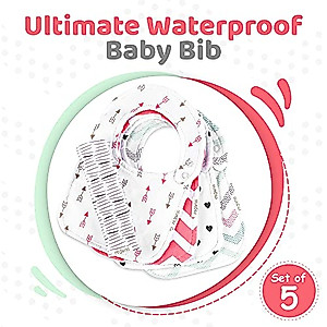 Regaroo - All-Around Waterproof Cotton-Lined Baby Bibs, Baby Essentials for Baby Clothes Protection, Unisex Baby Stuff, Baby Products, Bright and Fancy (5-Pack)