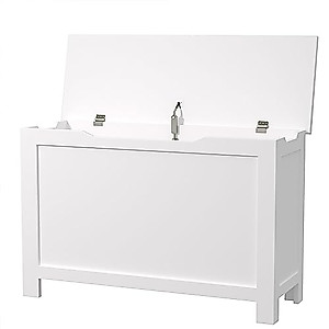 Singoulity Wooden Toy Box Chest with Lid Toy Storage Organizer Boxes Bins Baskets for Kids Boys Girls Nursery Playroom (White)